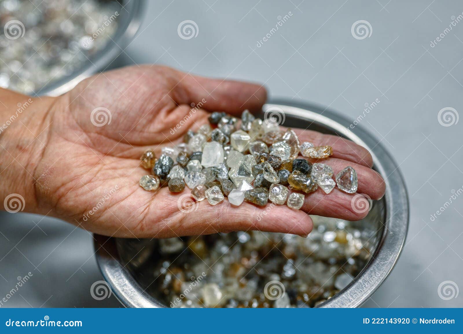 A Handful of Diamonds are in the Palm of Your Hand. Many Small Gems ...