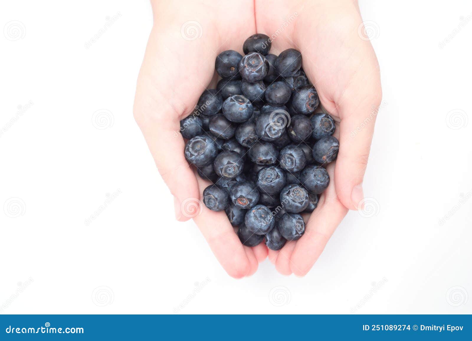 Handful of Fresh Blueberries Isolated on White Background Stock Photo ...