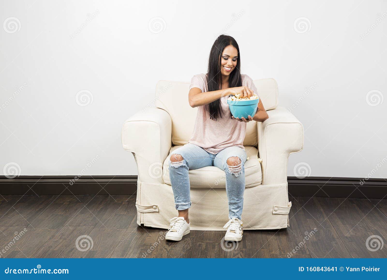 Handful of popcorn stock image. Image of lazy, people - 160843641