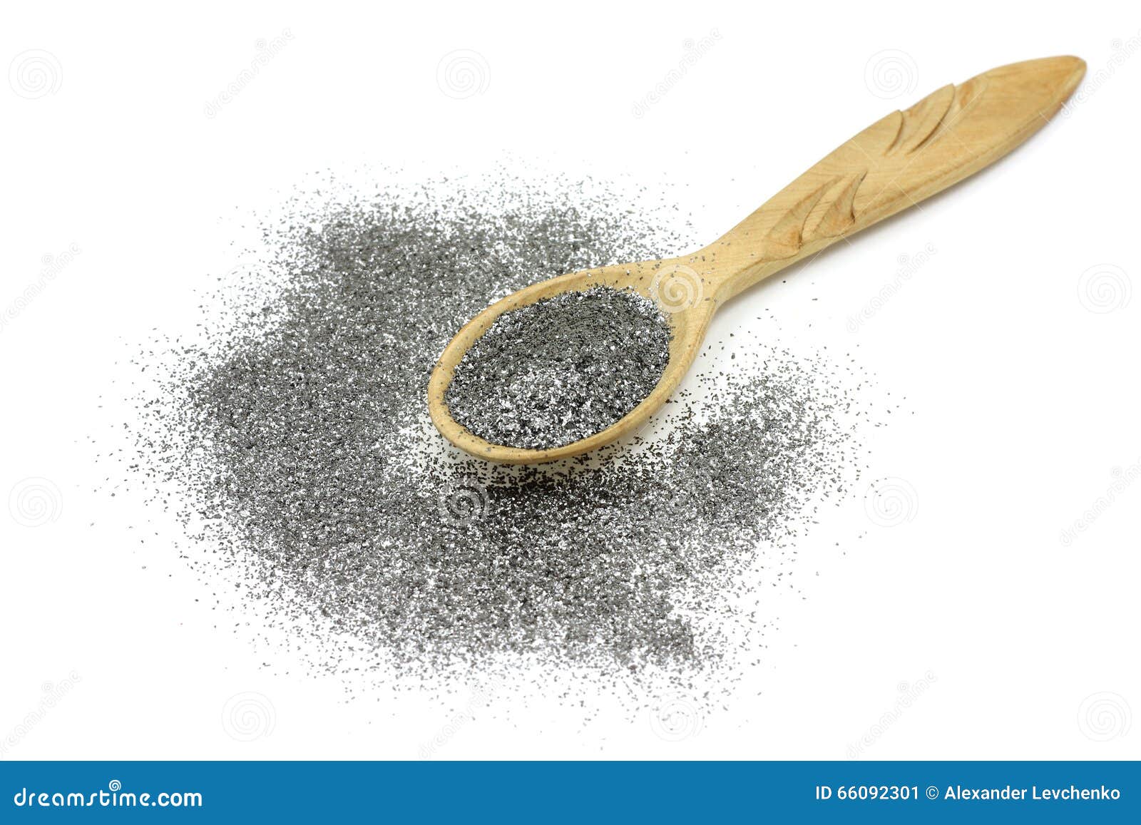 A Handful of Powder, Graphite in a Wooden Spoon Stock Image - Image of ...
