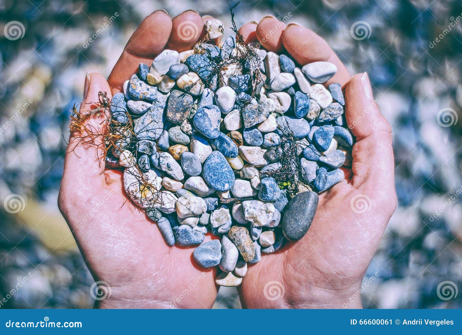 Handful of stones in hands stock image. Image of boulder - 66600061