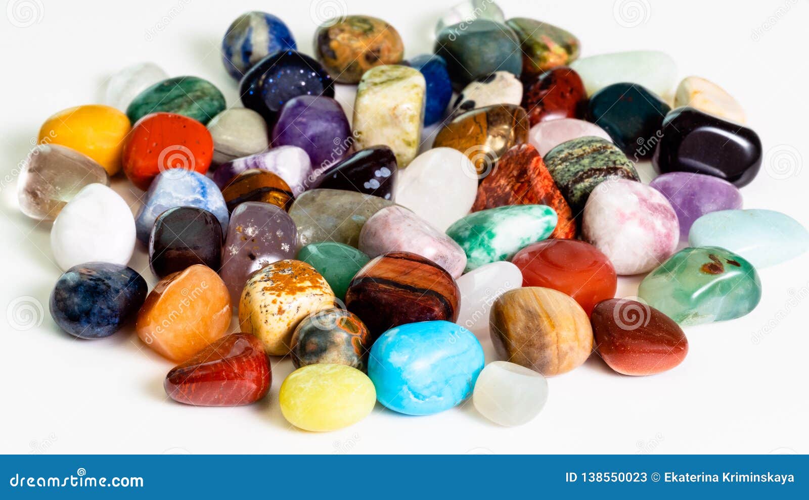 Handful of Various Gem Stones on White Stock Image - Image of ...