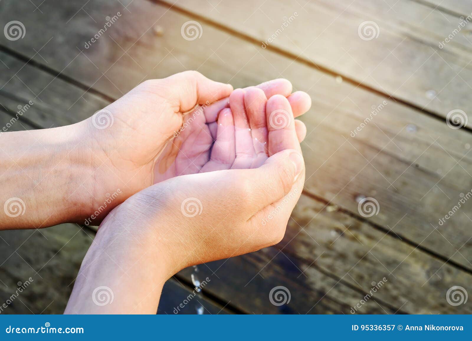 Handful of Water in the Hands of a Child Stock Image - Image of life ...
