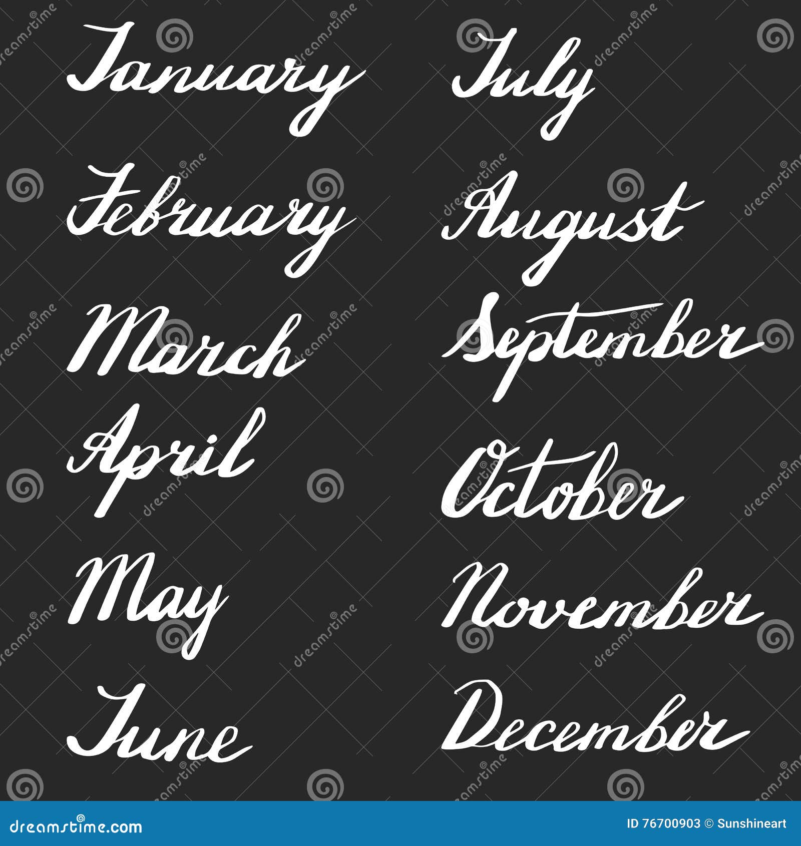 Handgeschriebene Monate Des Jahres Vektor Abbildung - Illustration von ...