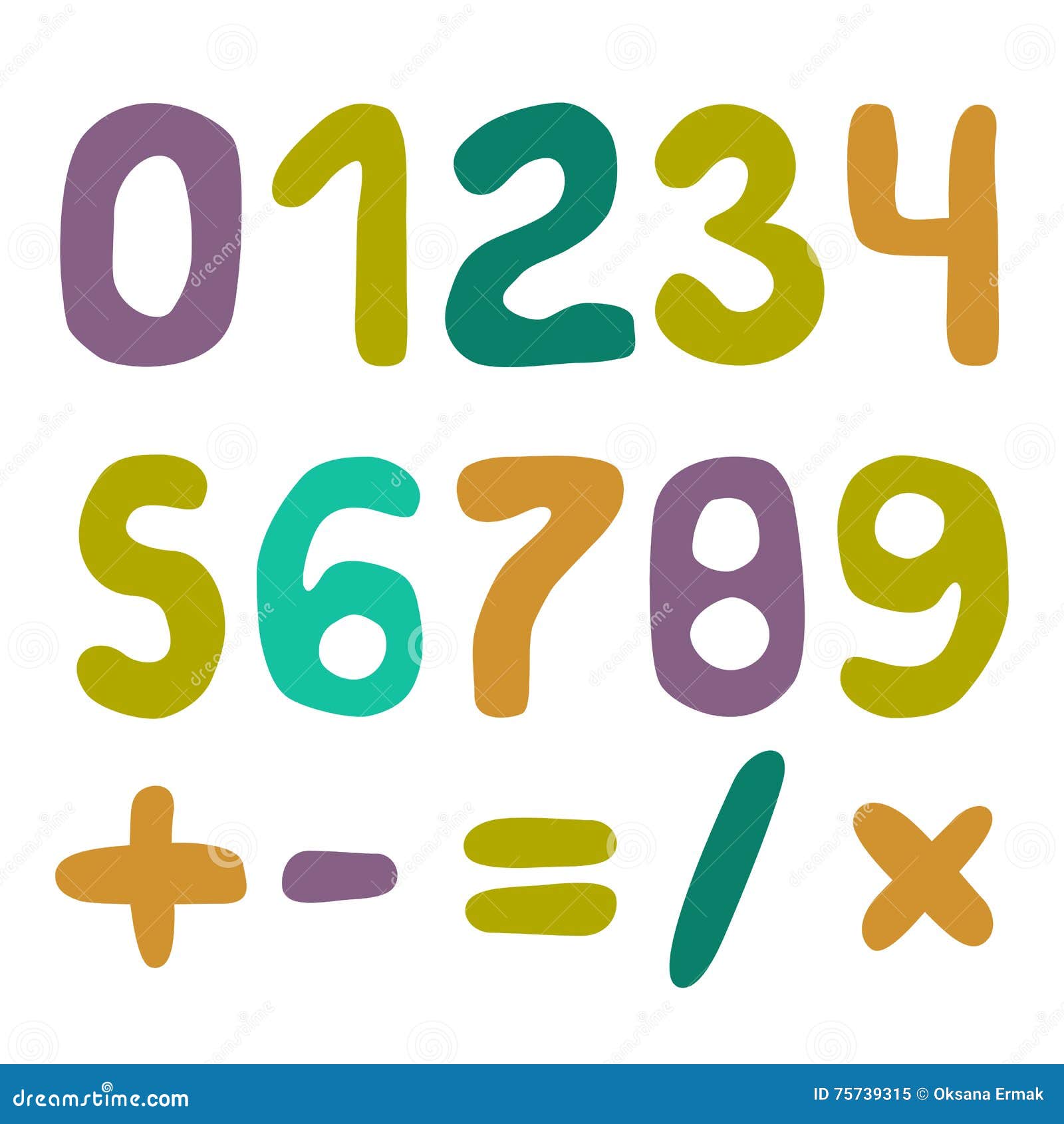 Handgeschriebene Zahlen Eingestellt Vektor Abbildung - Illustration von ...