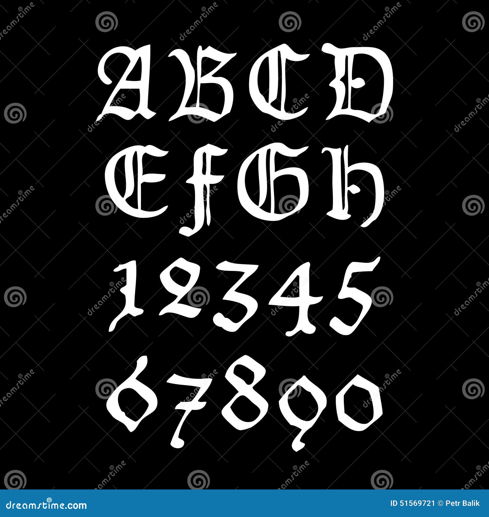 Handgeschriebene Zahlen Und Buchstaben Stock Abbildung - Illustration ...