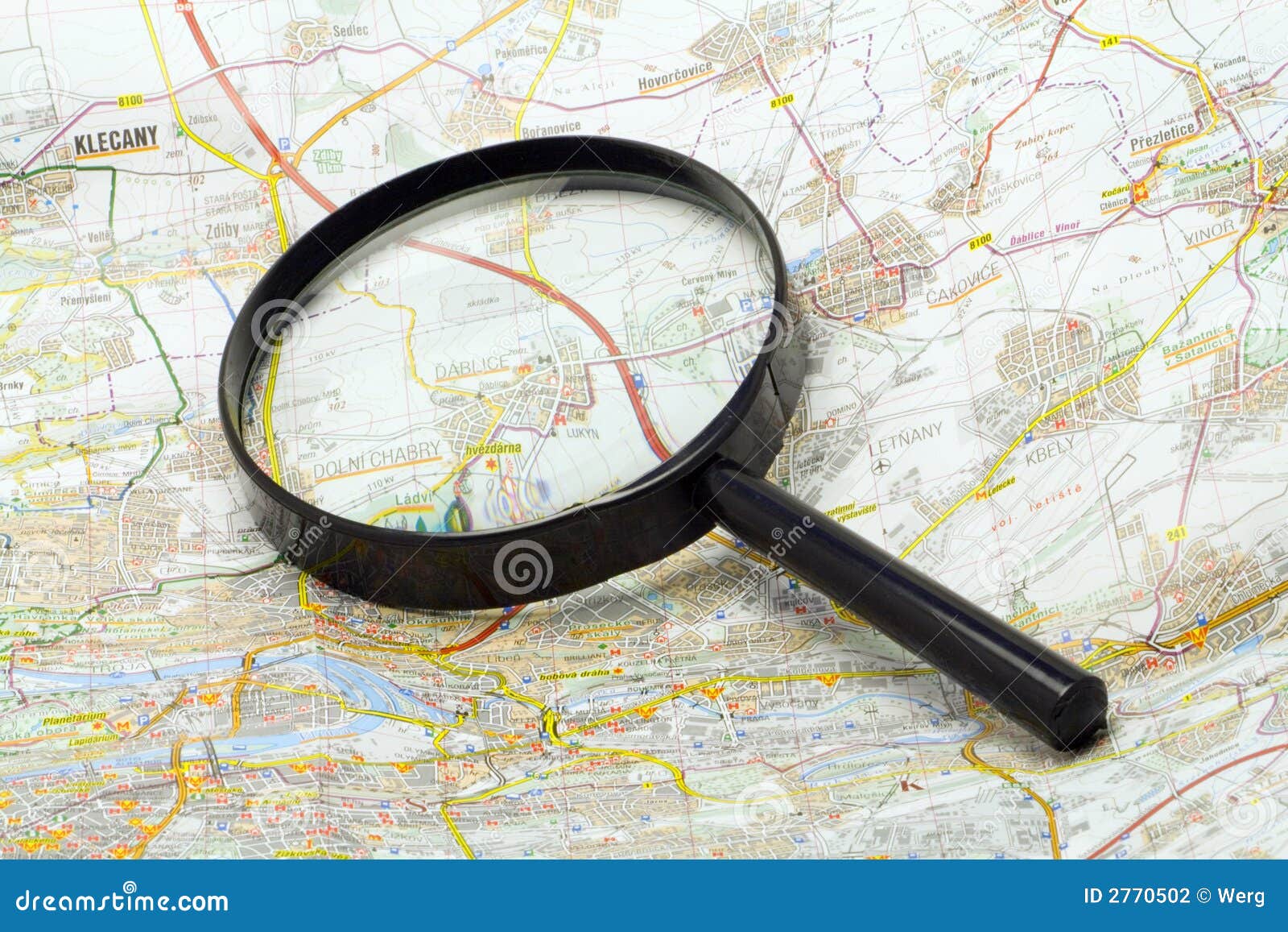 Handglass on a map stock photo. Image of learn, library - 2770502