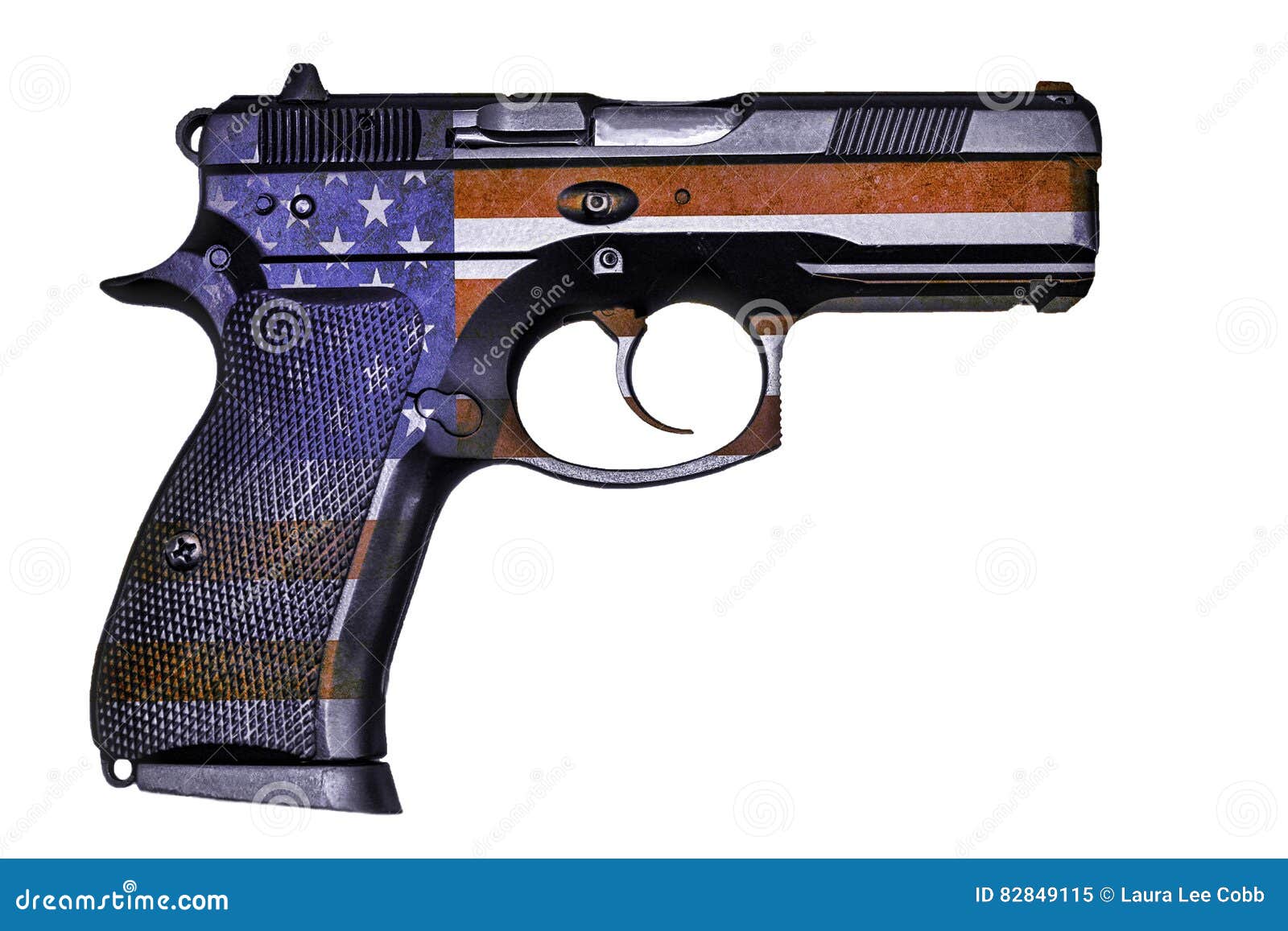 Handgun : Red White & Blue Stock Image - Image of right, handgun: 82849115