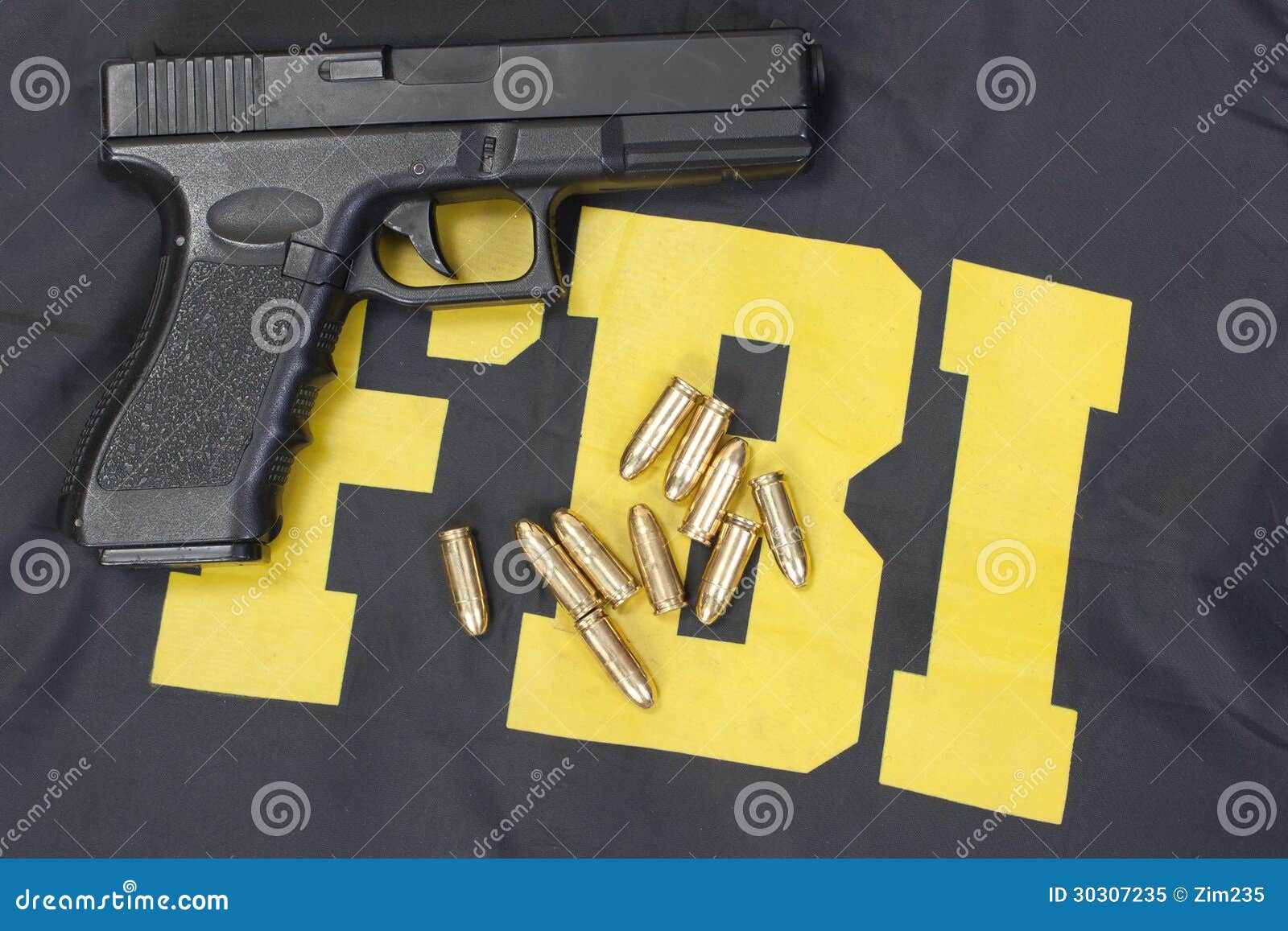 9mm Handgun with Ammo on Fbi Uniform Stock Image - Image of pistol ...