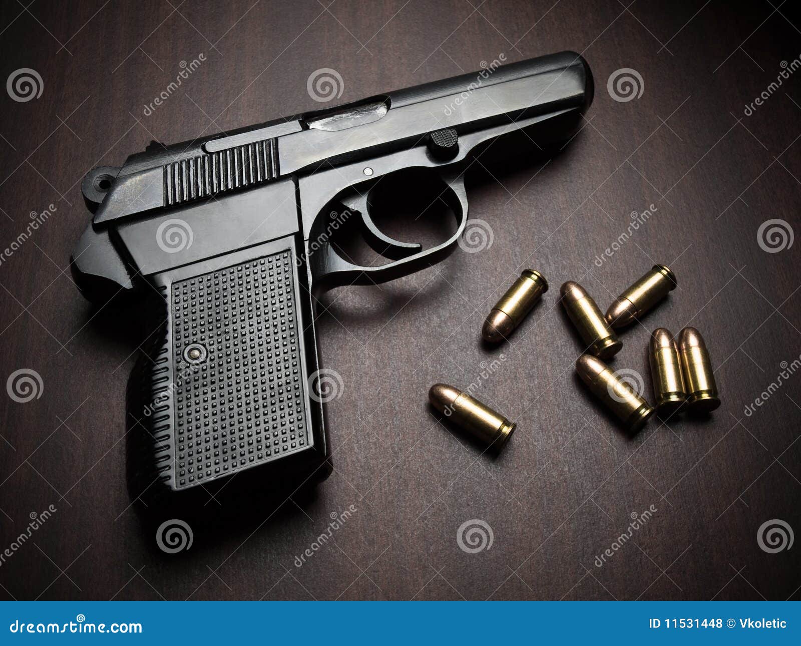 Handgun with bullets stock photo. Image of violence, black - 11531448