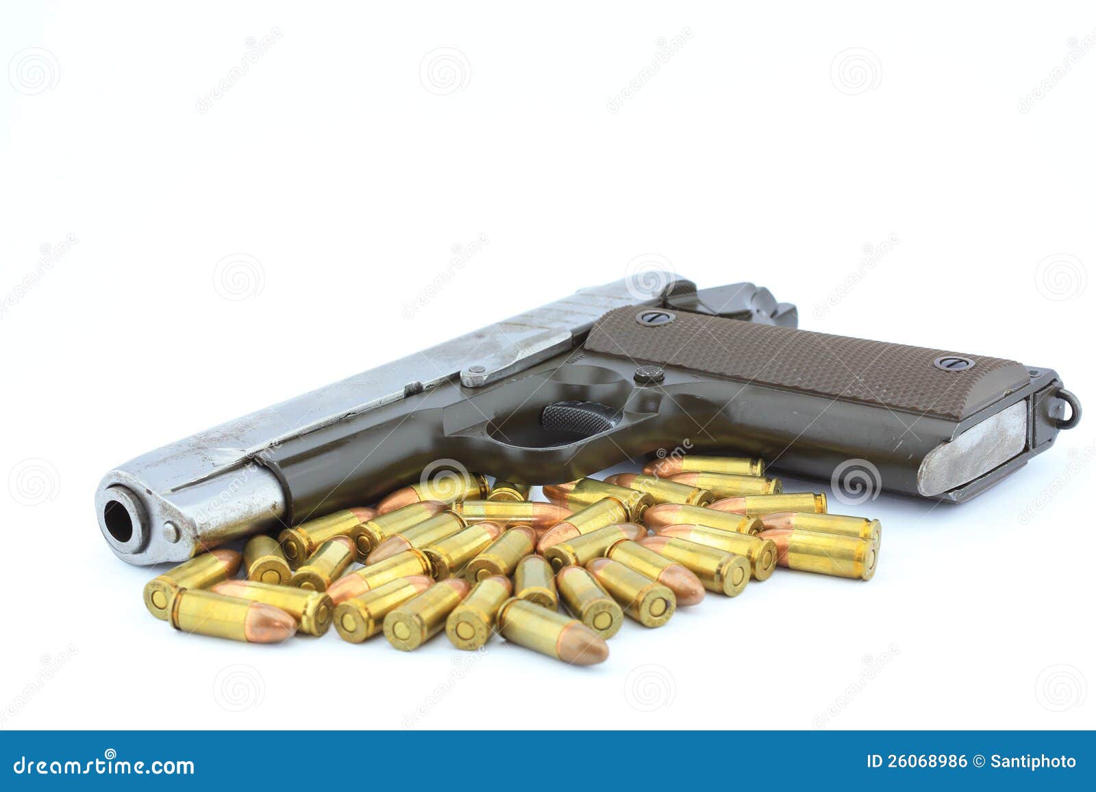 Handgun and bullets stock photo. Image of automatic, metal - 26068986