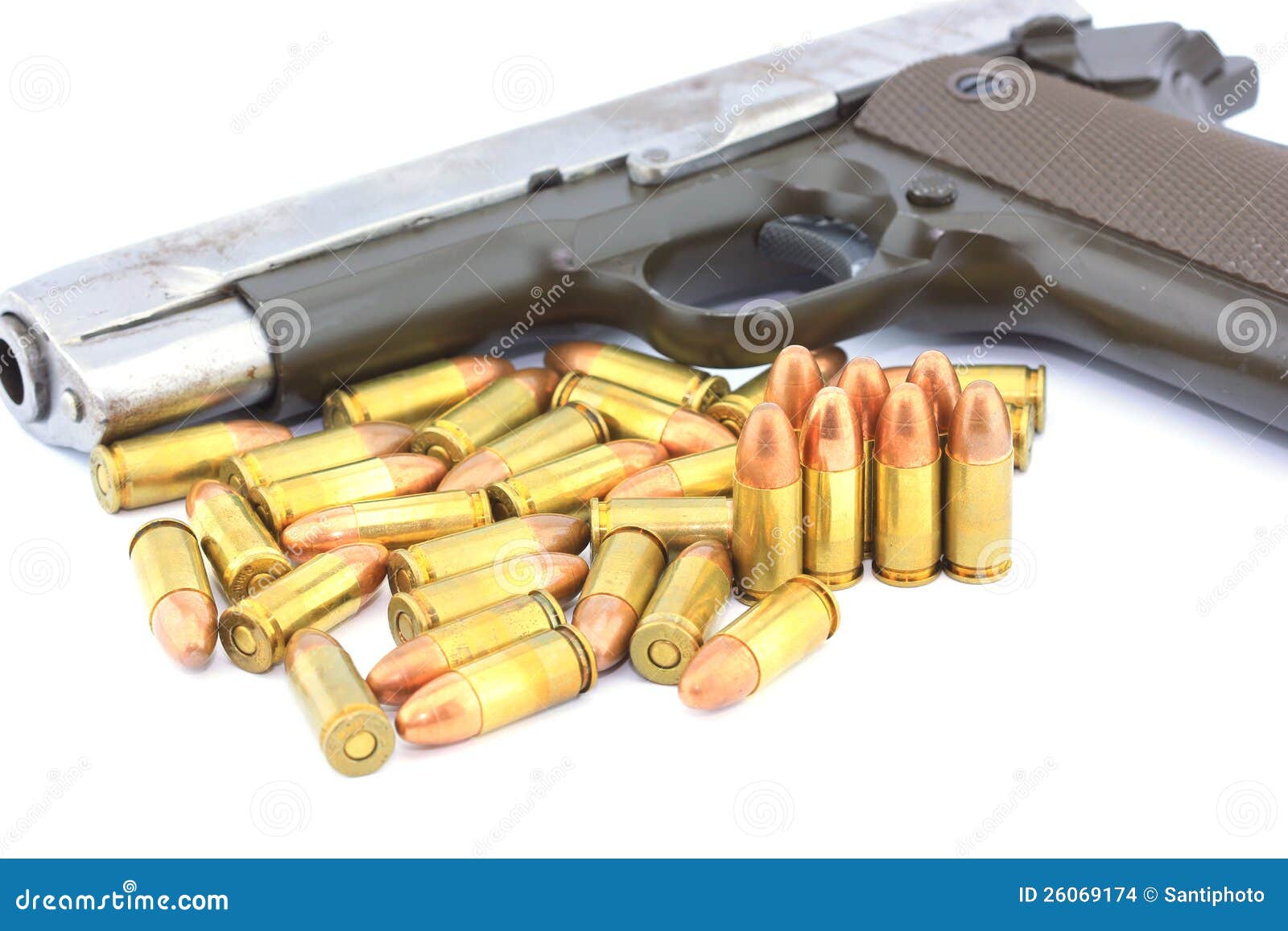 Handgun and bullets stock photo. Image of pistol, ammo - 26069174