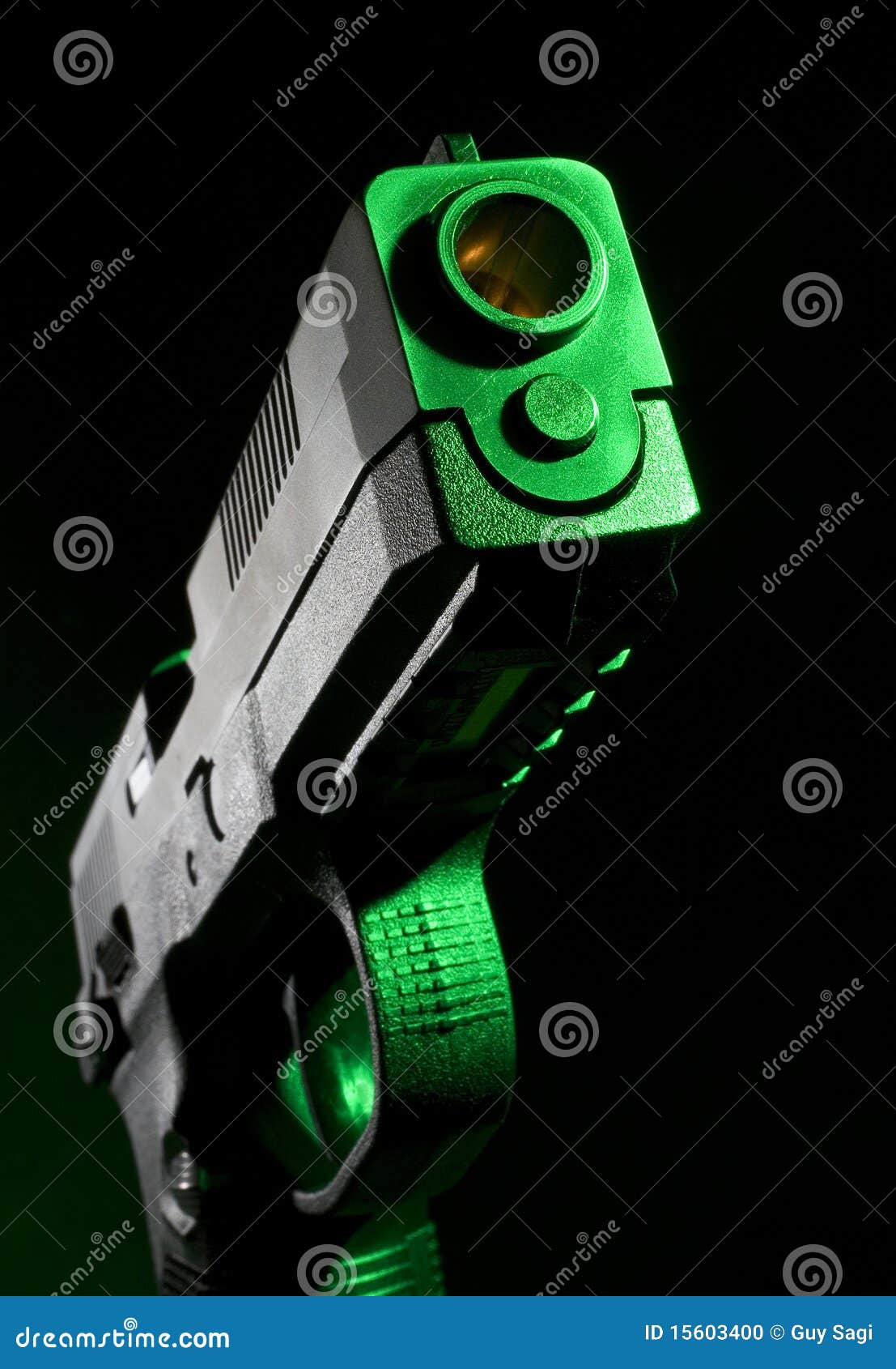 Handgun with green gel stock photo. Image of weapon, sight - 15603400