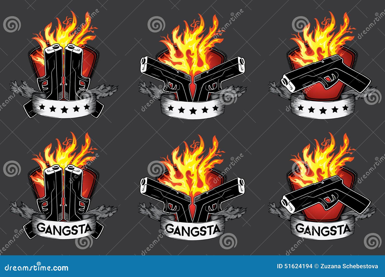 Handgun Pistol Glock Fire Element Design Stock Illustration ...