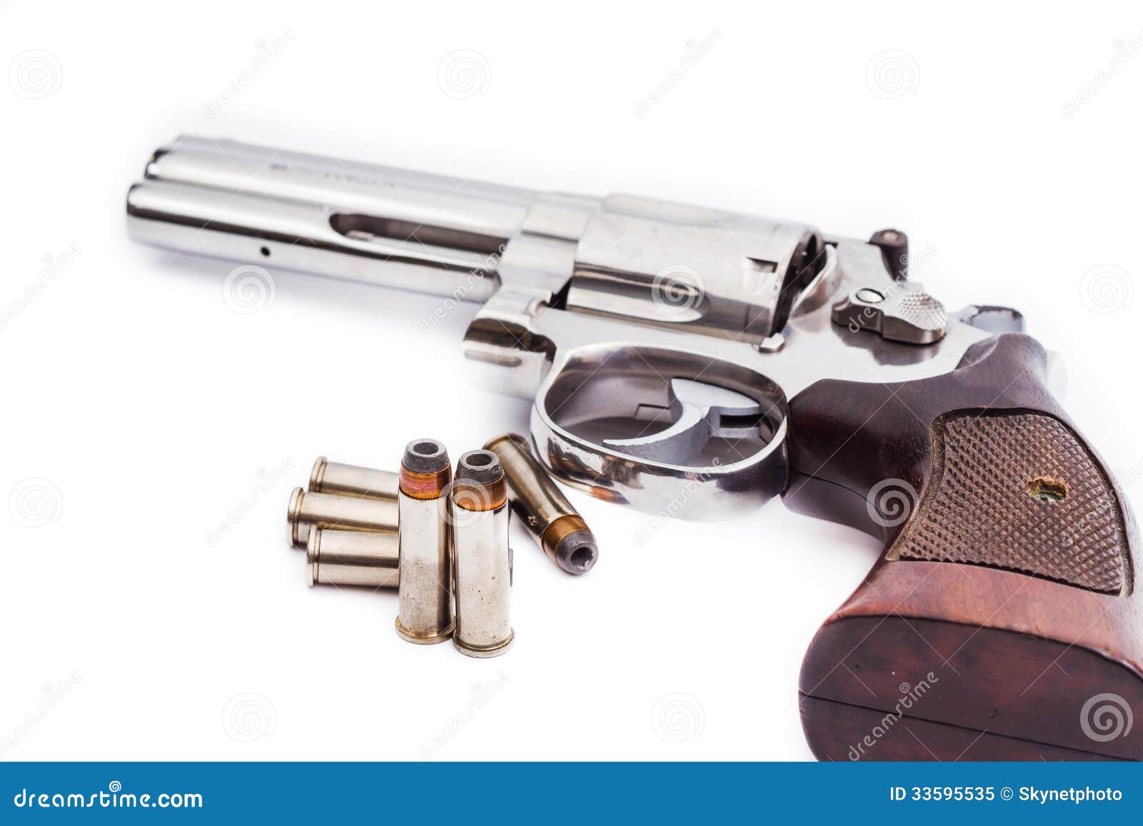 A Handgun Revolver Chamber Is Open Showing Ammunition Gun Ammo Personal ...