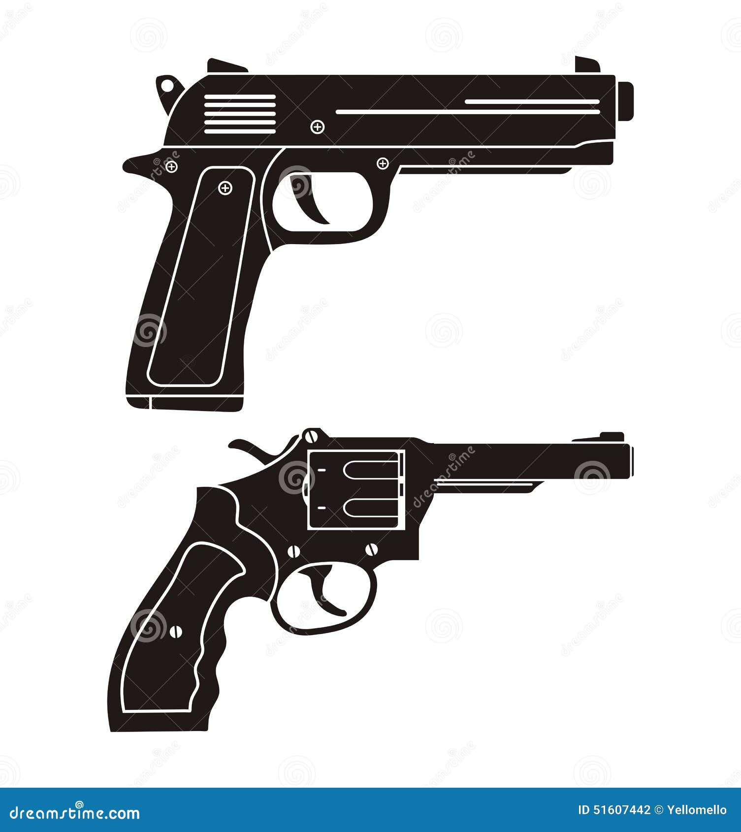 Handgun, Revolver Silhouette Stock Vector - Illustration of icons ...