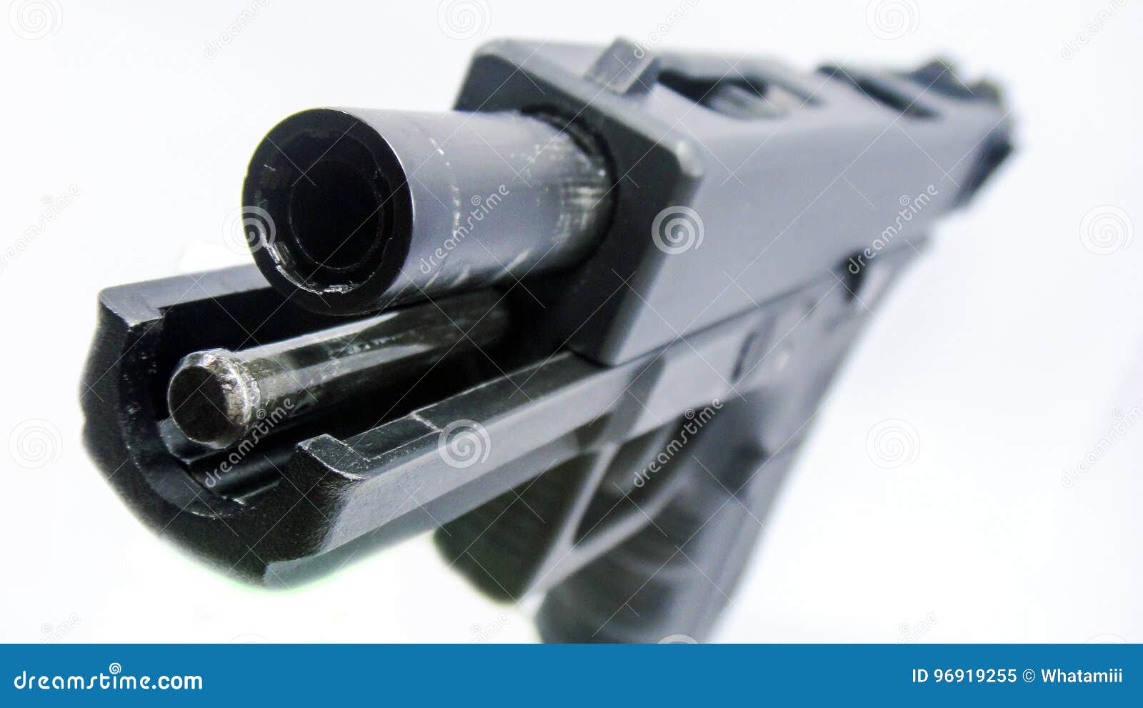 Handgun Unload Bullet in Barrel Isolated on White Background Stock ...