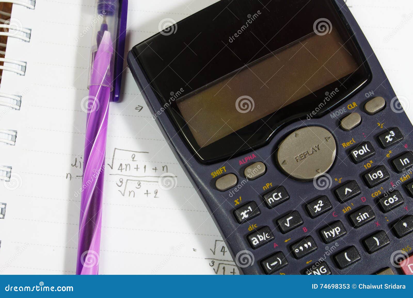 Handheld Calculator on a Sheet of Paper Stock Image - Image of pocket ...