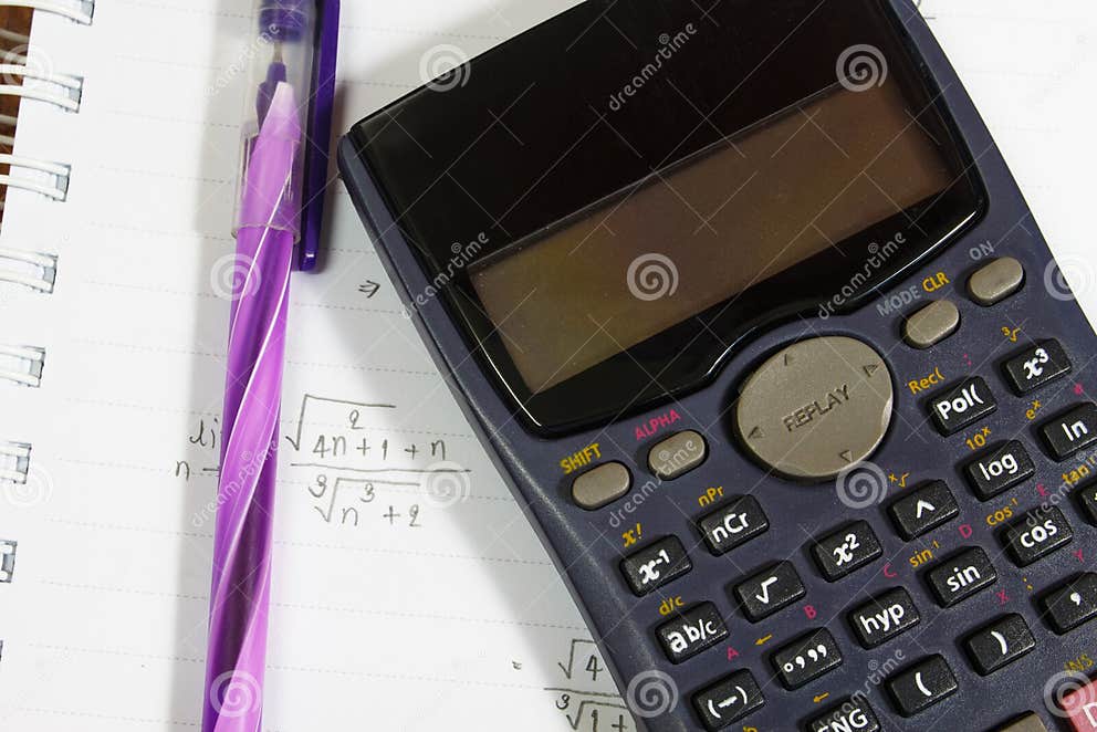 Handheld Calculator on a Sheet of Paper Stock Image - Image of pocket ...