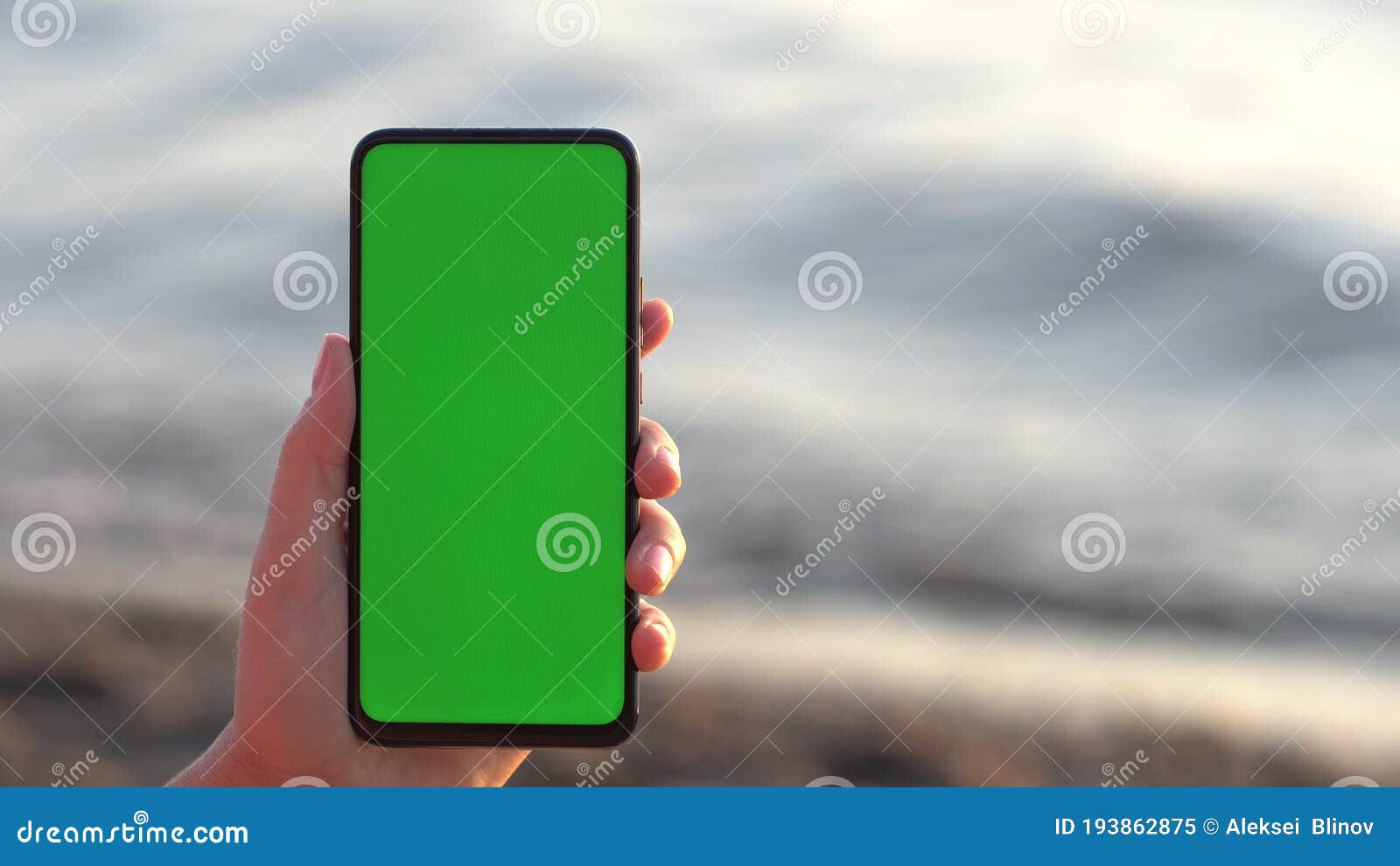 Handheld Camera: Back View of Brunette Holding Chroma Key Green Screen ...