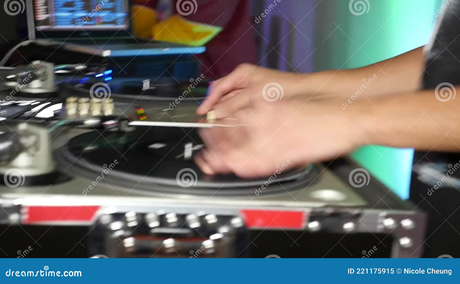 Handheld Close Up DJ Scratching on Vinyl at a Dance Event Stock Video ...
