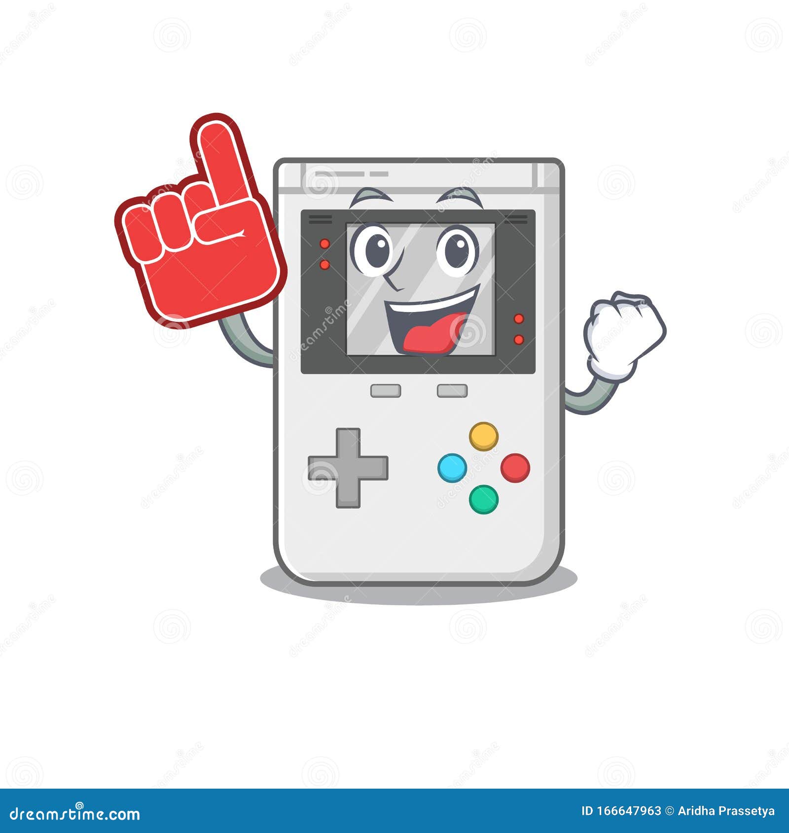 Handheld Game Scroll Mascot Cartoon Style with Foam Finger Stock Vector ...