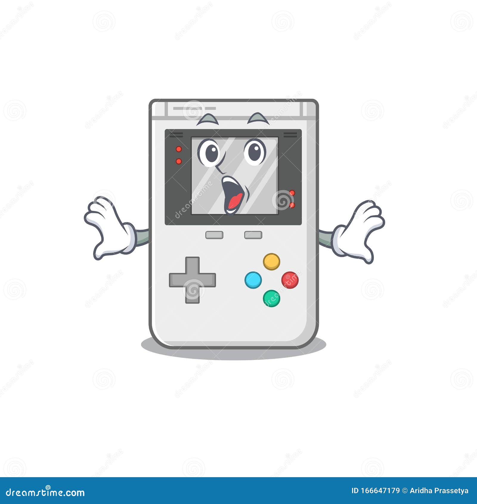 Handheld Game Scroll Surprised Gesture on Cartoon Character Style Stock ...