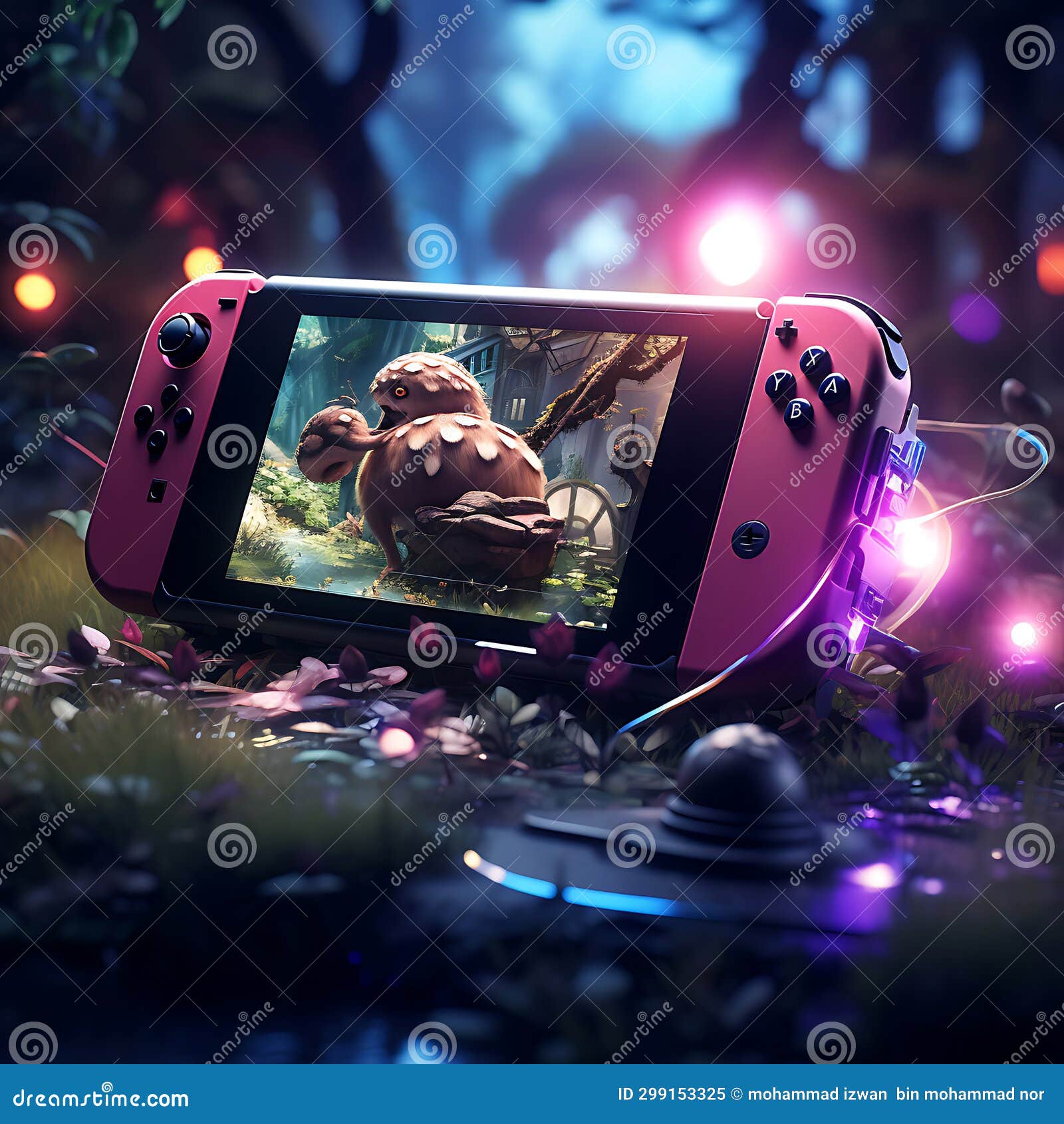 Handheld Gaming Device With Mushroom Wallpaper In A Forest Royalty-Free ...