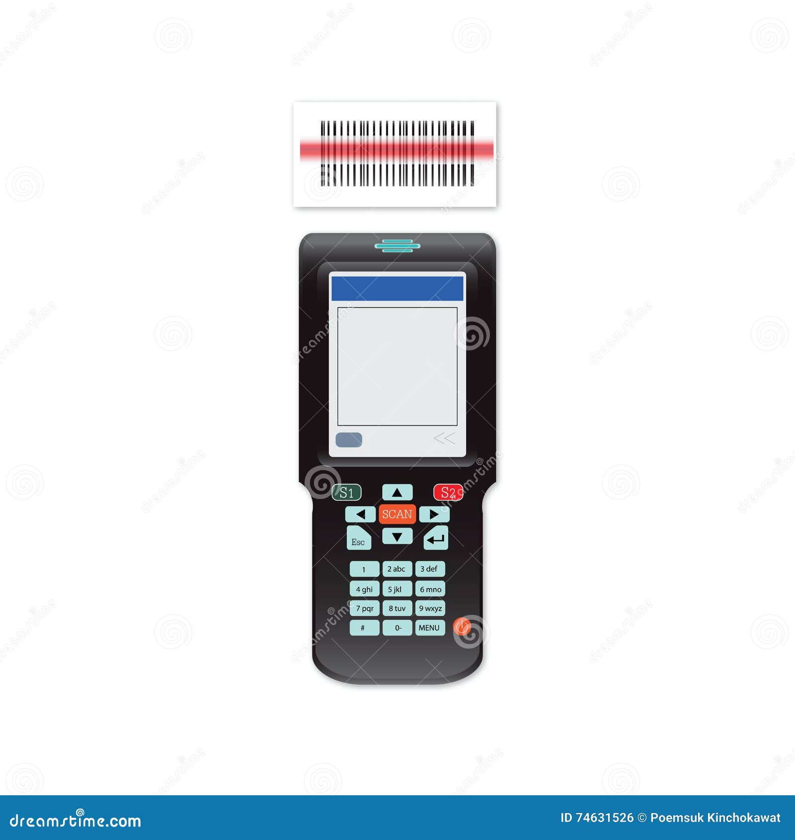 Handheld Mobile Computer in Hand or Scanner Barcode. Stock Vector ...