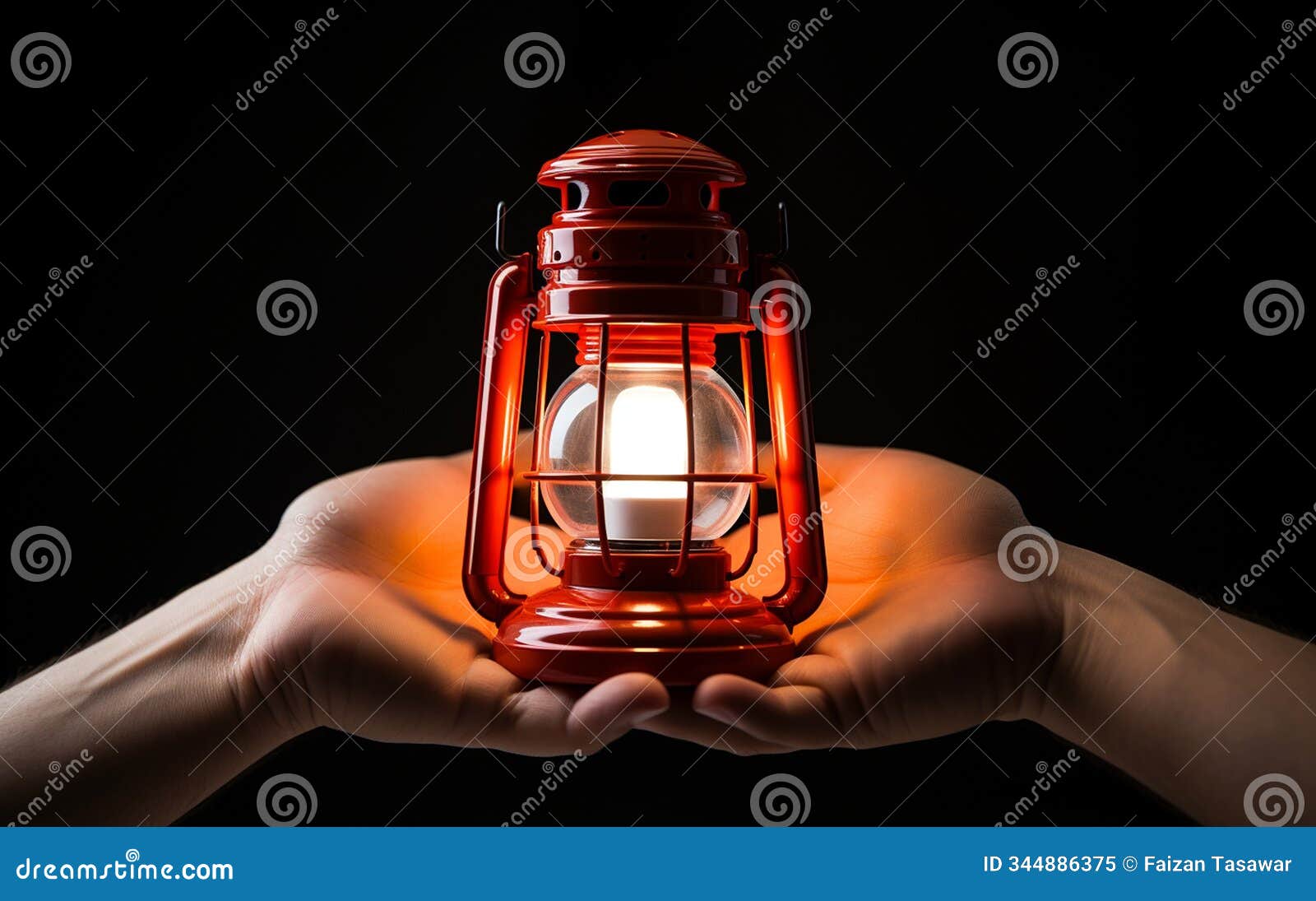 Handheld Red LED Lantern White Background Stock Illustration ...