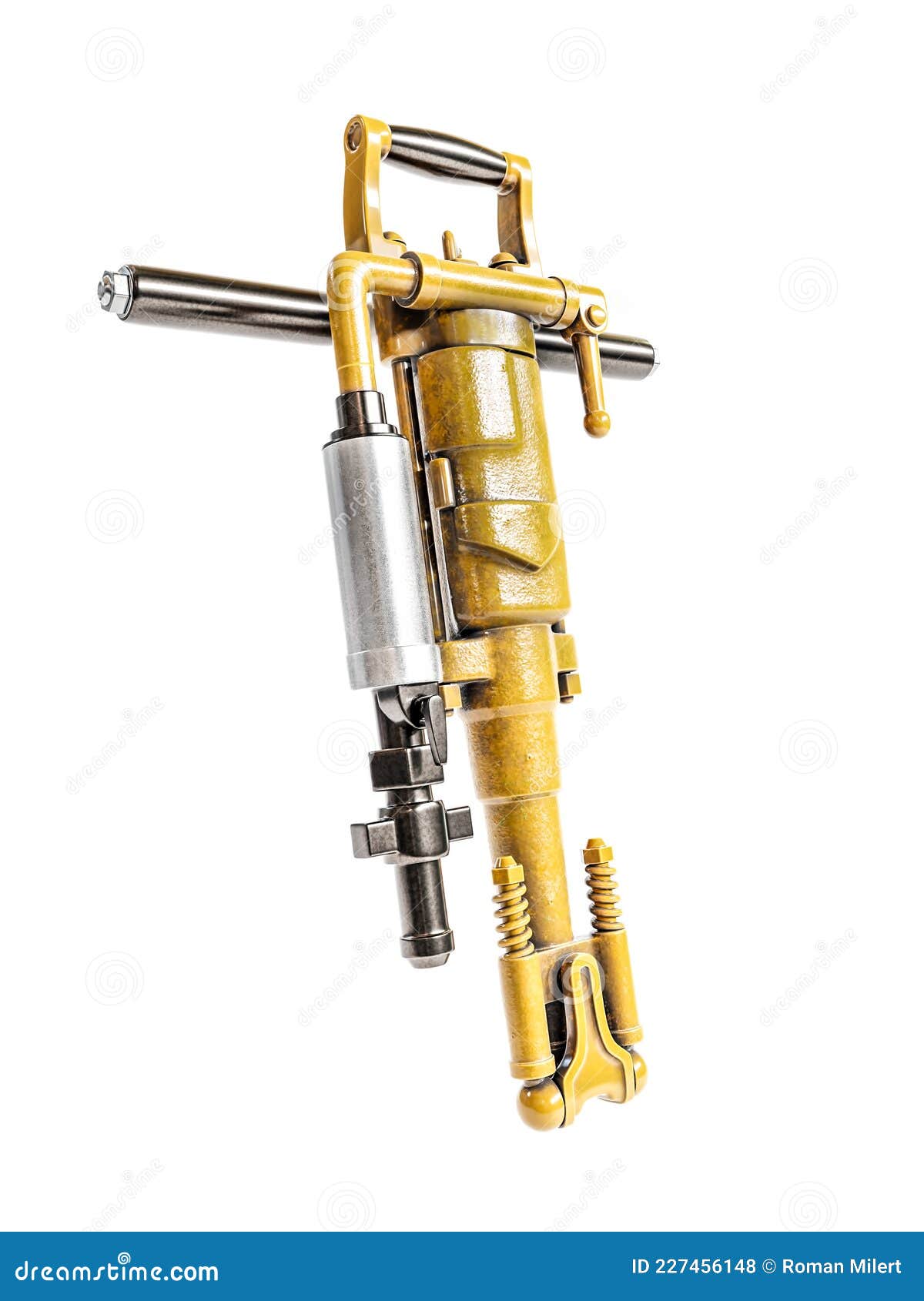 Handheld Rock Drill on White Stock Illustration - Illustration of rock ...