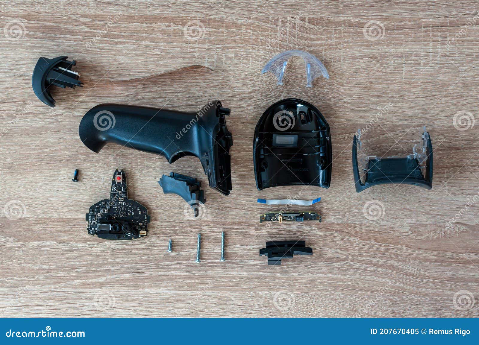 Handheld Scanner on a Wooden Table Stock Image - Image of device, tool ...