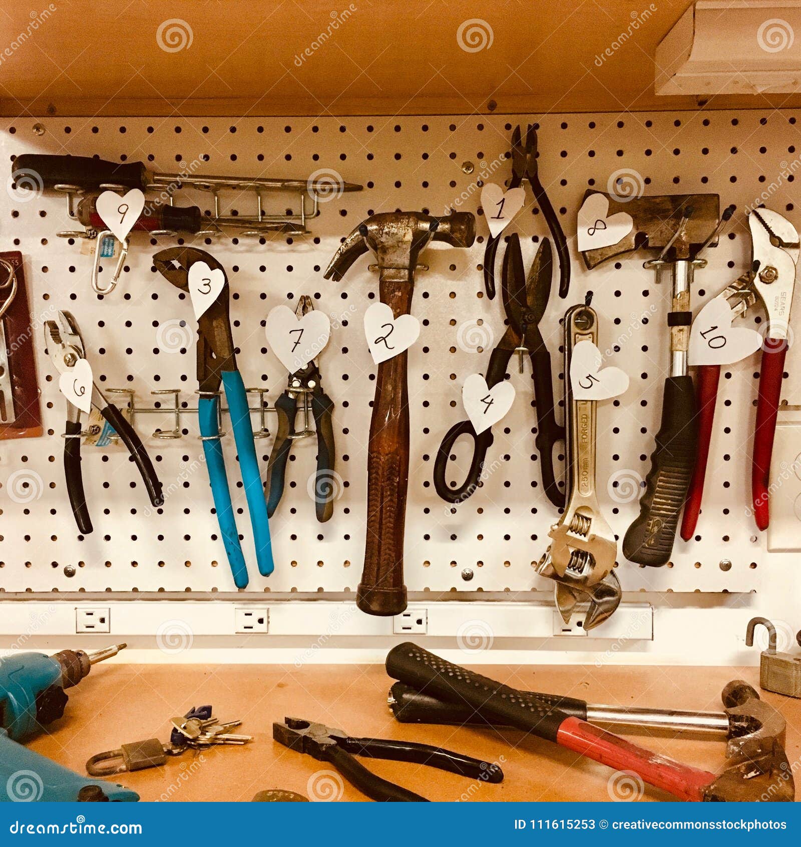 Handheld Tools Hang On Workbench Picture. Image: 111615253