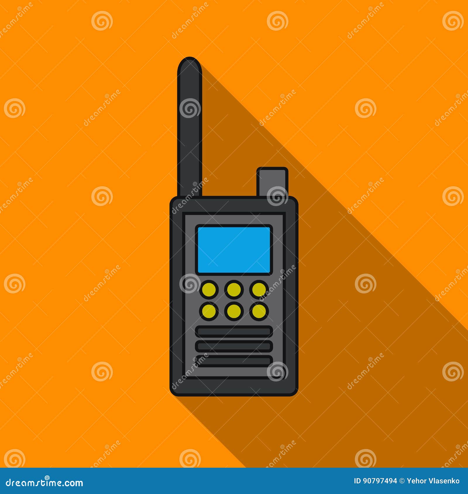 Handheld Transceiver Icon in Flat Style on White Background. Museum ...