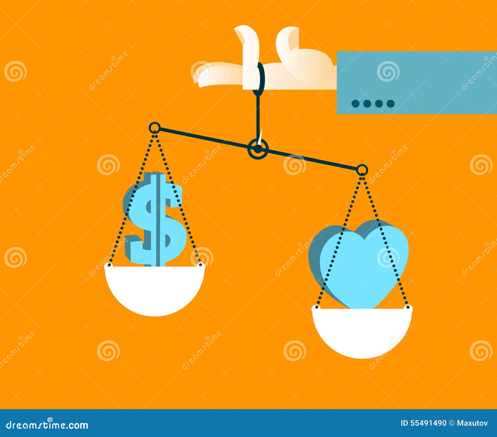Handholdingskalen Mit Herzen Und Geld Vektor Abbildung - Illustration ...