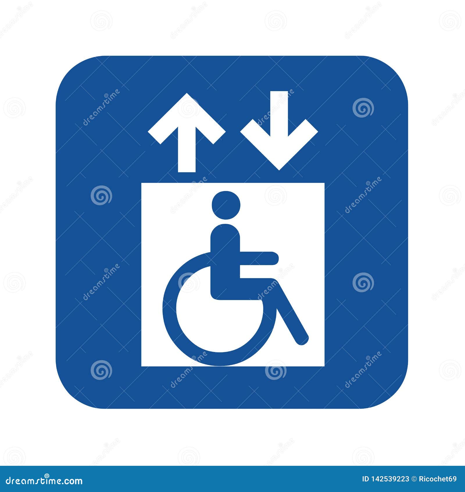 Handicap Elevator Sign with Up and Down Arrows Stock Illustration ...