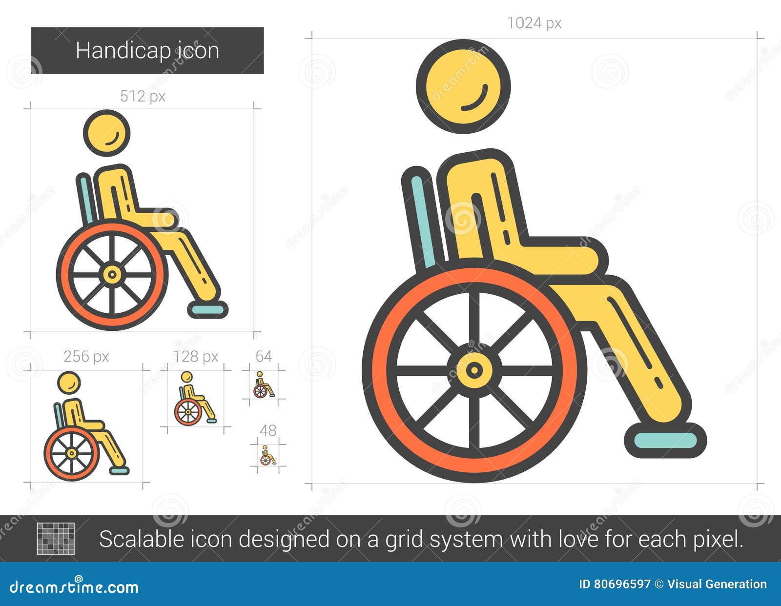 Handicap line icon. stock vector. Illustration of handicapped - 80696597