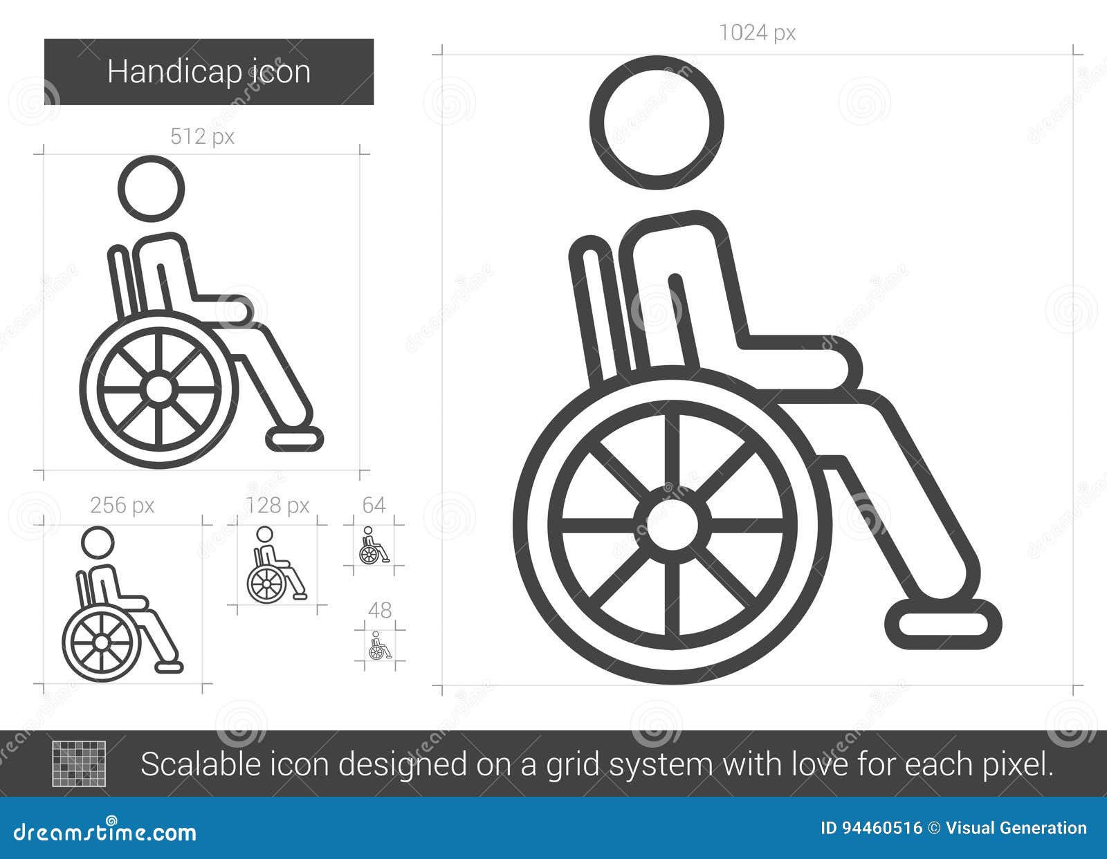 Handicap line icon. stock vector. Illustration of disability - 94460516