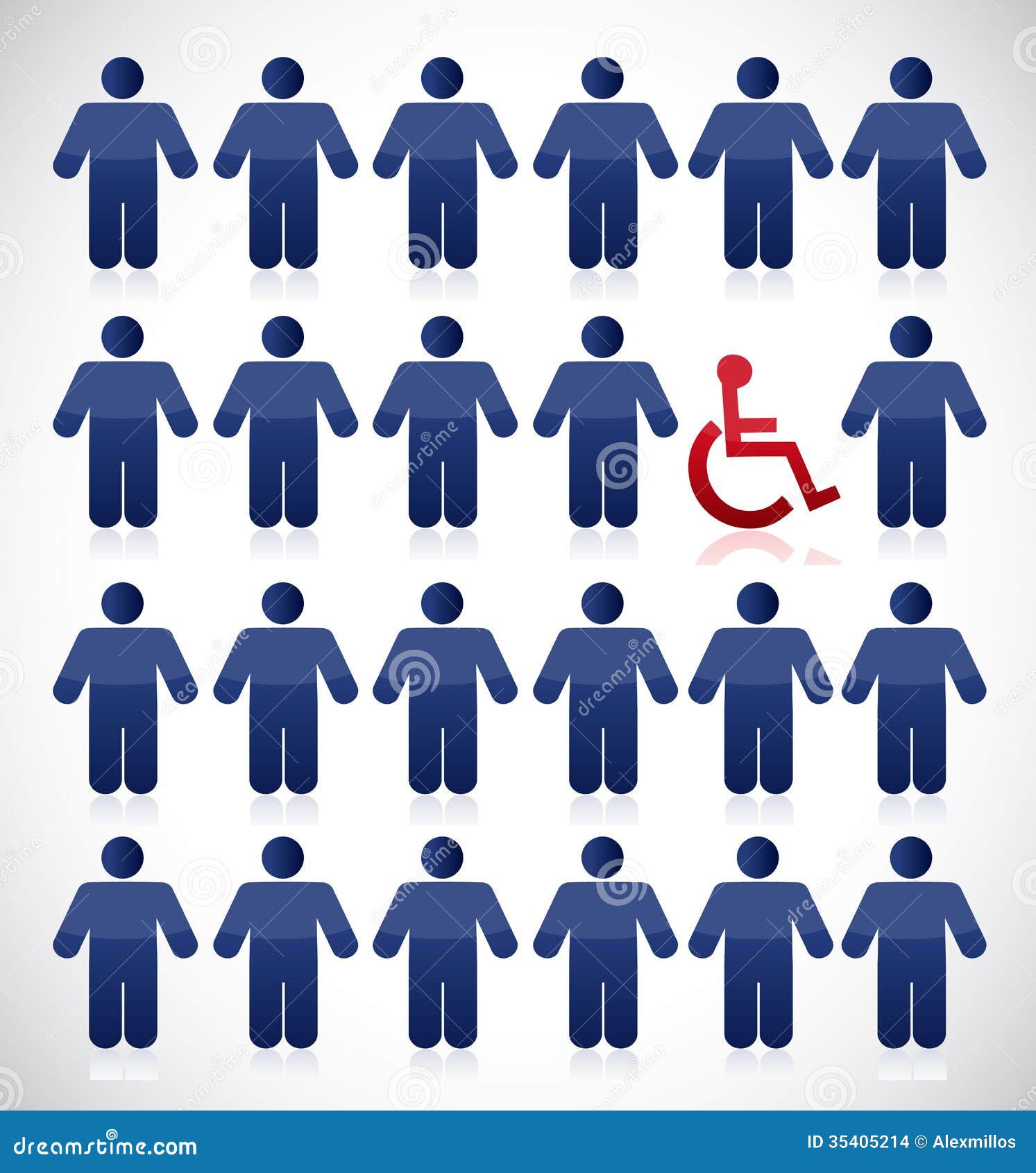 Handicap in the Middle of a Set of People Stock Illustration ...