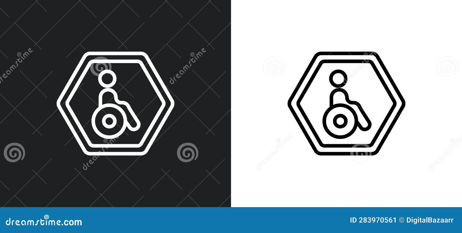 Handicap Outline Icon in White and Black Colors. Handicap Flat Vector ...
