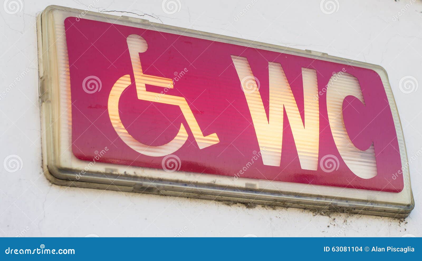 Handicap Restroom Illuminated Sign Stock Photo - Image of pictogram ...