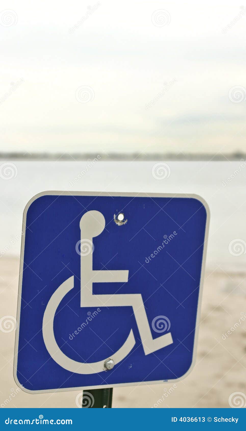 Handicap Sign. White Symbol Over Blue Background On Blue Sky Background ...