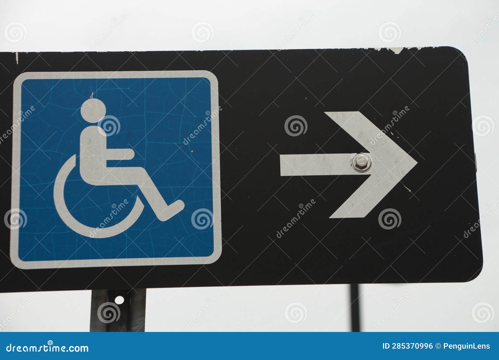 Handicap Sign Blue Logo with White Arrow on Its Right Pointing Right on ...
