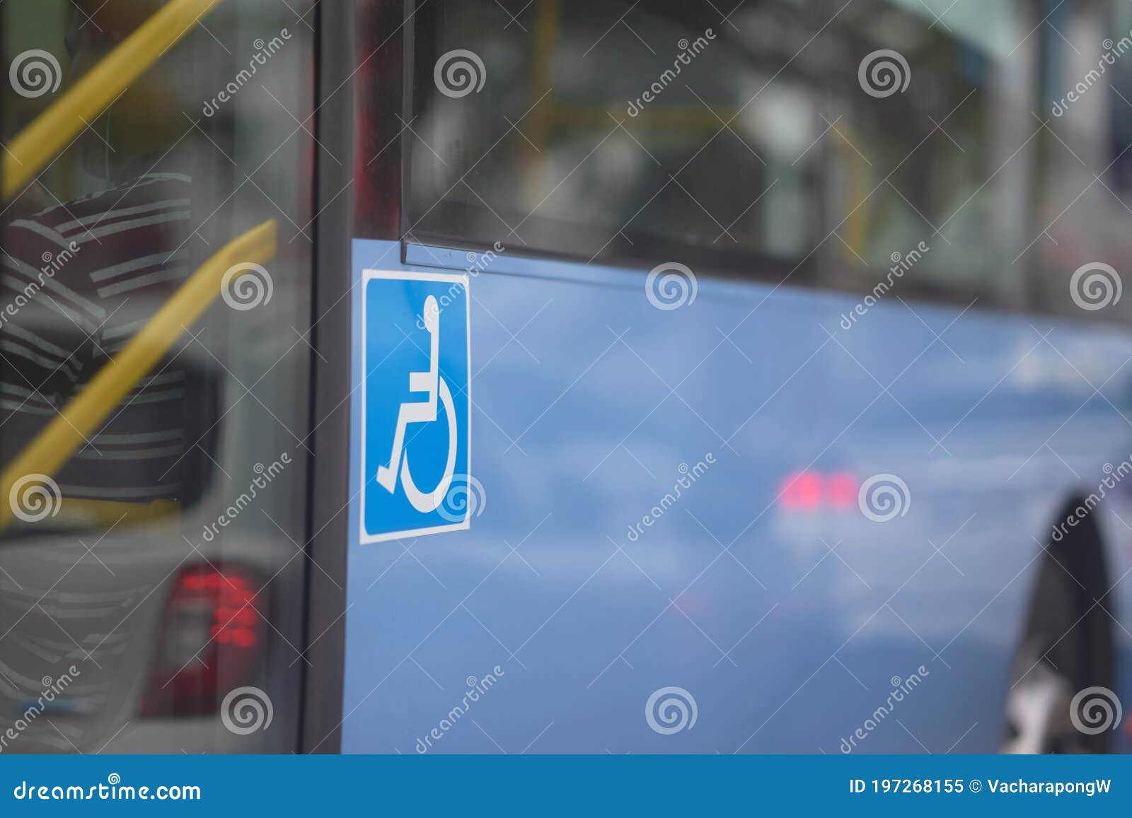 Handicap Sign on Side of Bus Near Door Editorial Image - Image of ...
