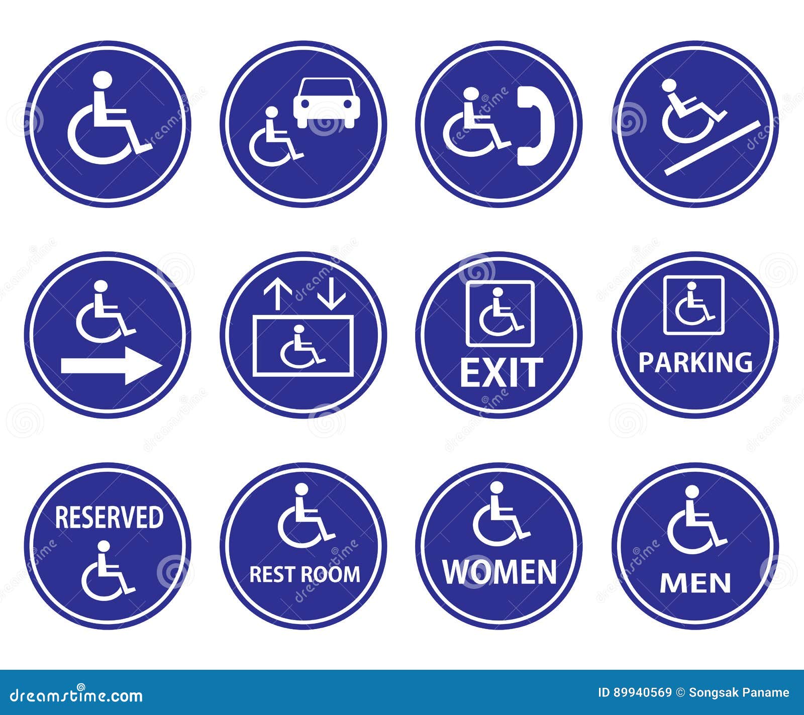 Handicap Signs with Wheelchair Stock Illustration - Illustration of ...