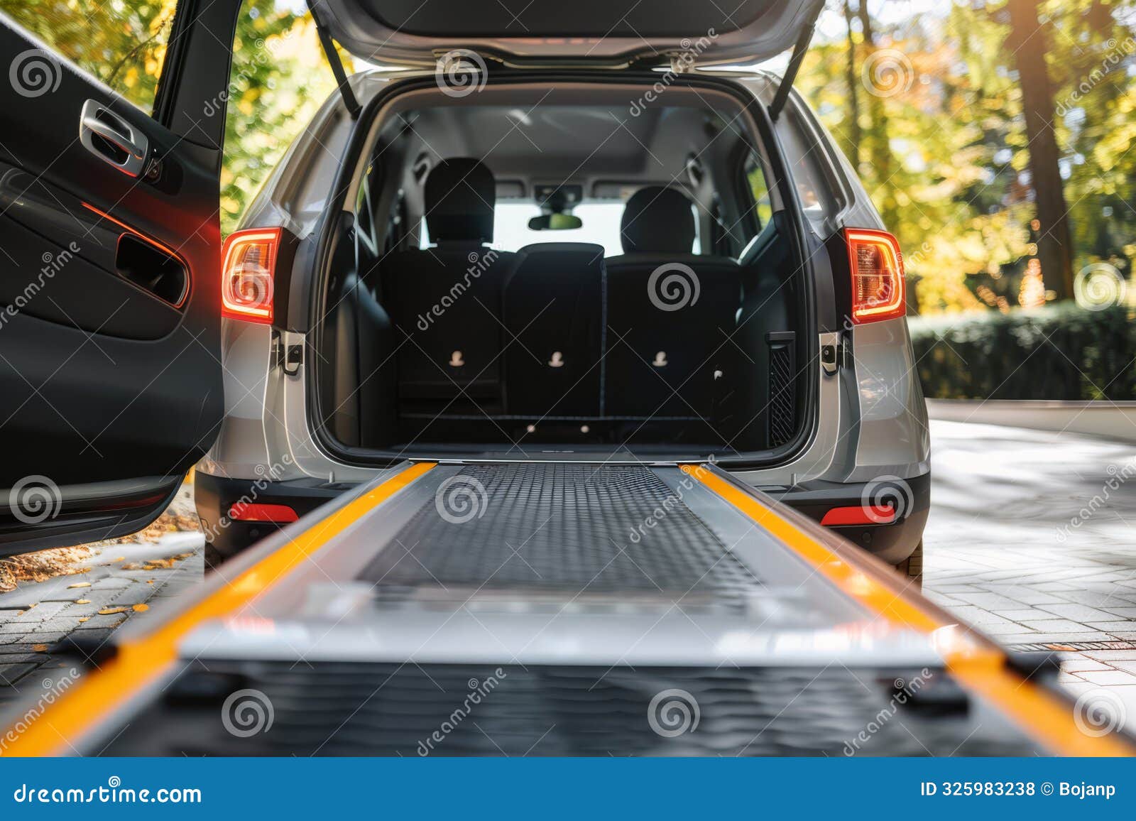 Handicap Wheelchair Car Ramp Close Up Stock Illustration - Illustration ...