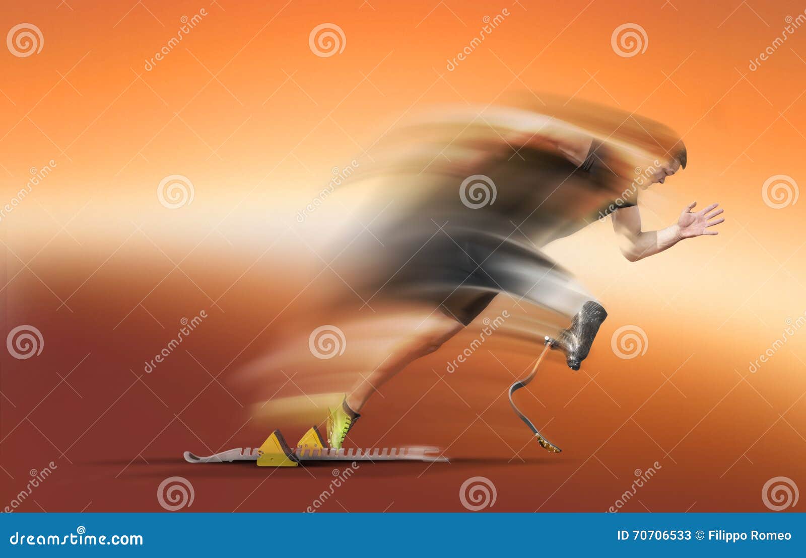Handicapped Athlete Motion Blurred Start Out of Blocks Stock Image ...