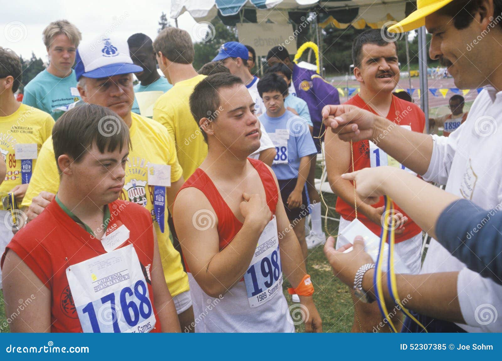 Handicapped Athletes Cheering, Special Olympic Games, UCLA, CA ...
