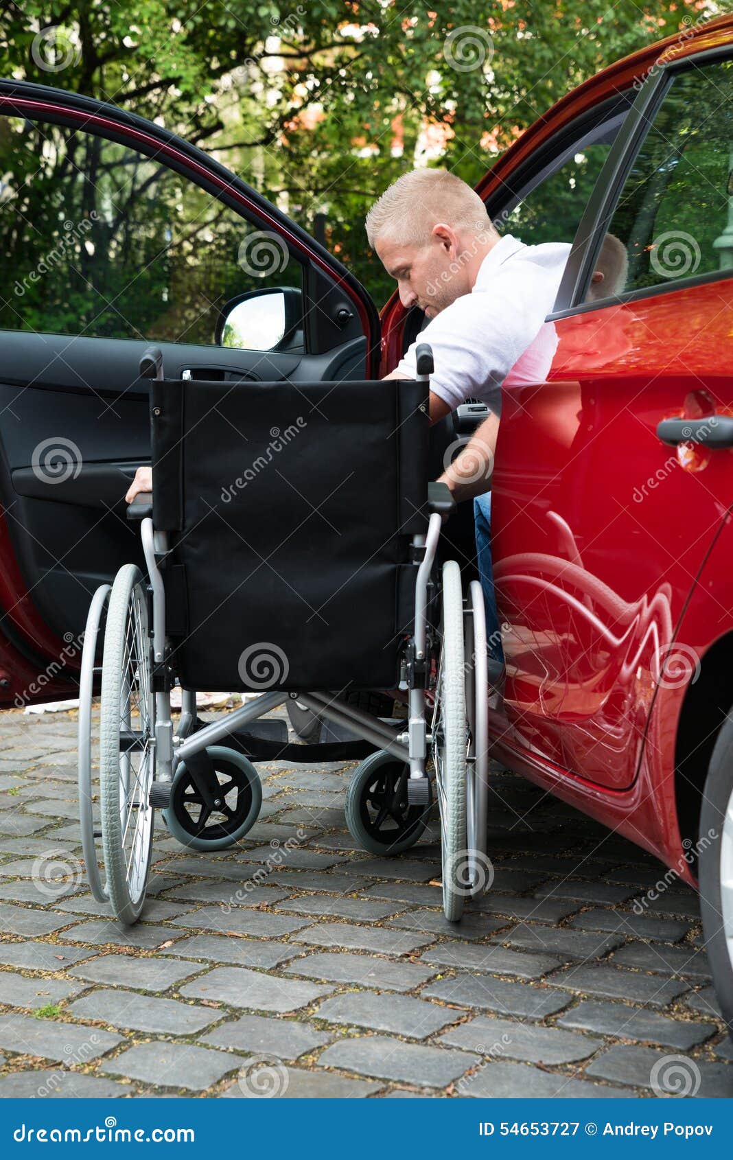 Handicapped Car Driver with a Wheelchair Stock Image - Image of ...