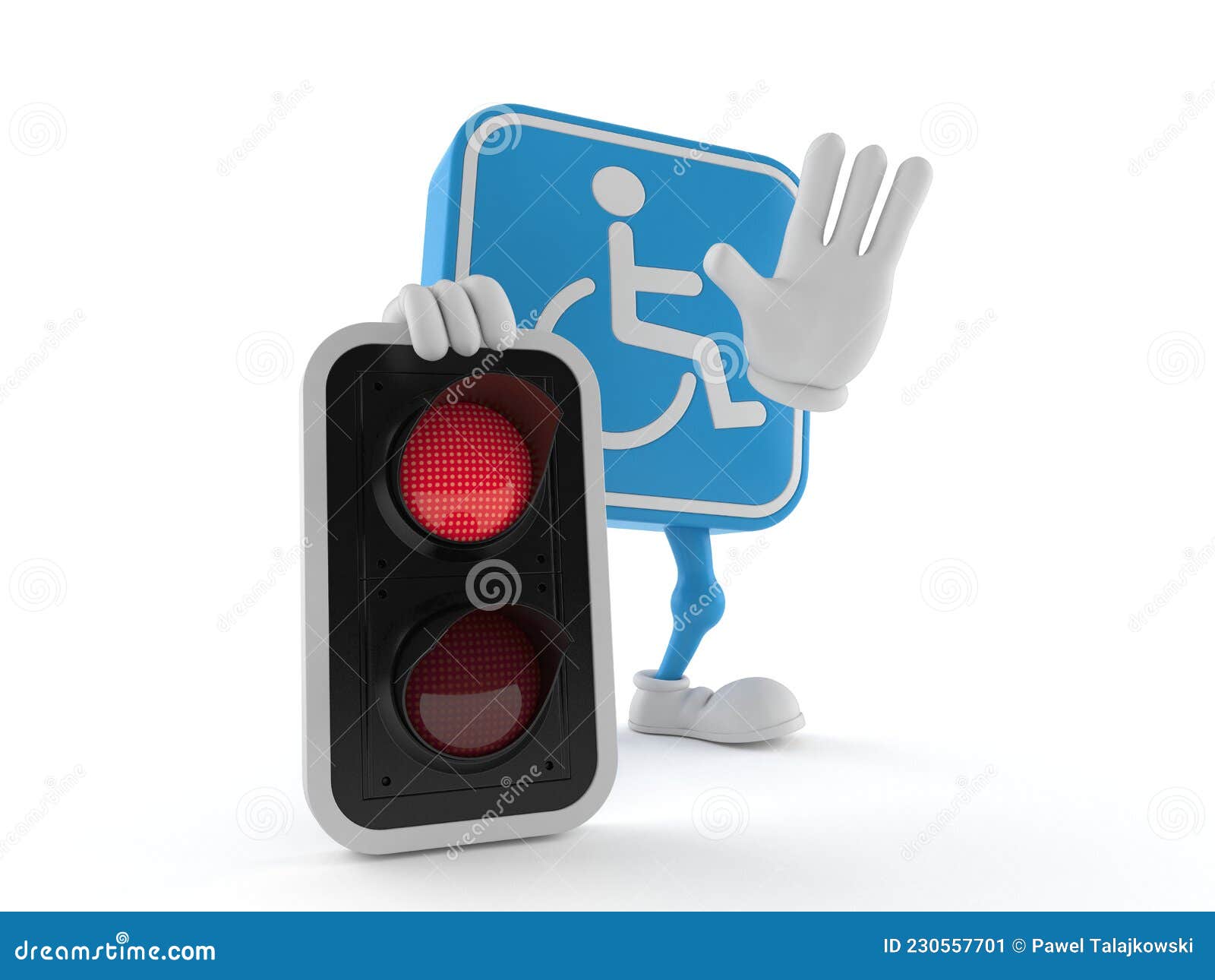Handicapped Character with Red Light Stock Illustration - Illustration ...